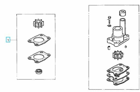 Ремкомплект помпы с крыльчаткой для лодочного мотора Honda BF5 (Оригинал)