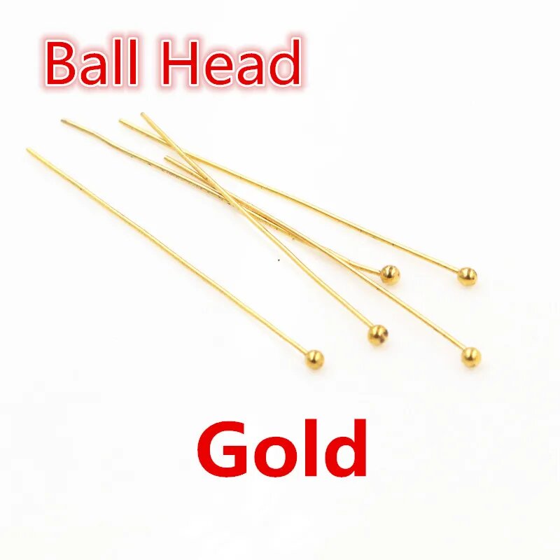 Золотые булавки для бижутерии Wadsfred 200 шт. 30mm x 200pcs, Ball-Gold