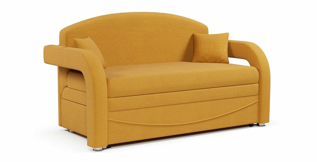 Диван-кровать Алекс 140, 165х80х87 см, велюр Yellow, механизм Выкатной, детский диван раскладной, с ящиком для белья