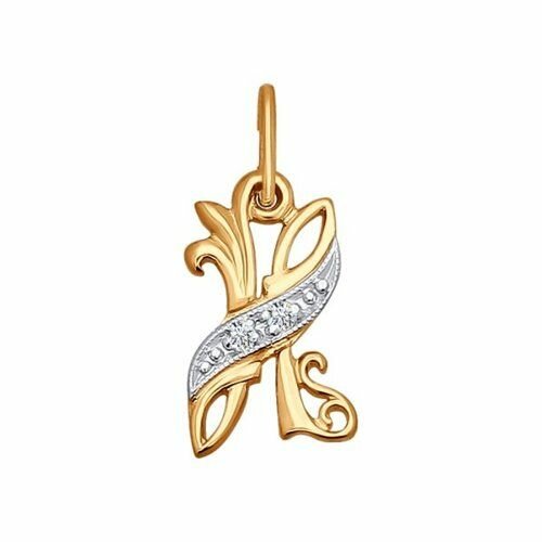 Подвеска, красное золото, 585 проба, фианит