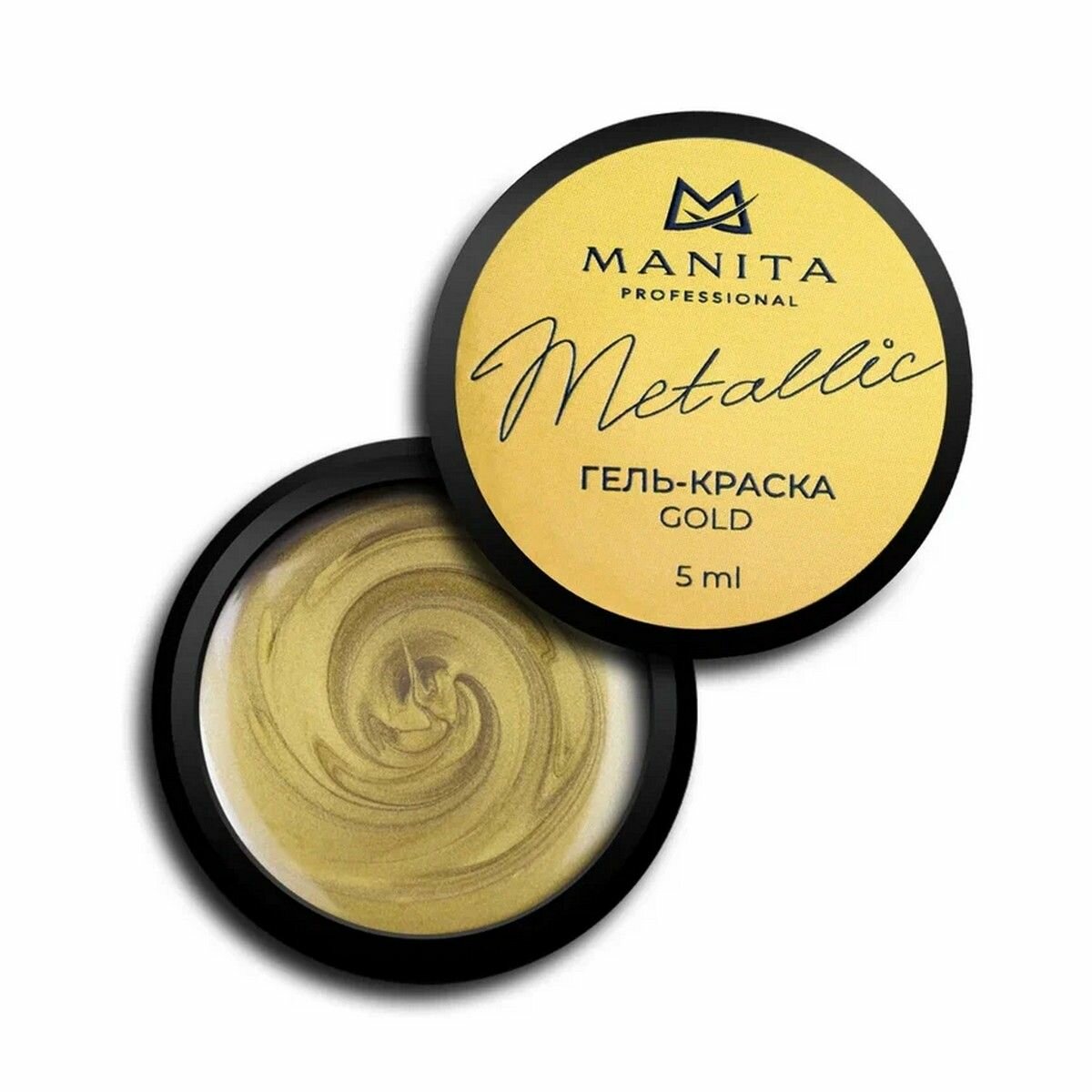 MANITA PROFESSIONAL Гель-краска для ногтей с липким слоем, Metallic Gold, 5 мл.
