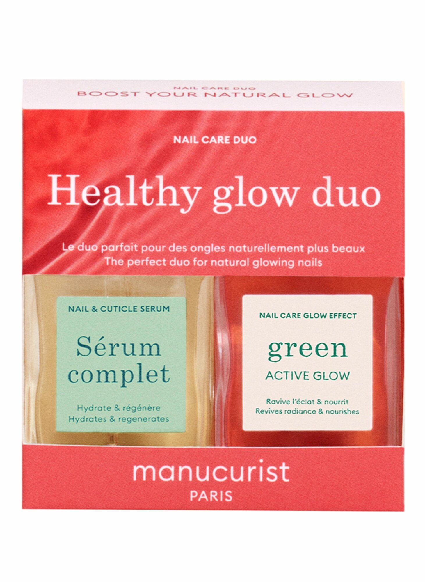 Набор лаков Manucurist HEALTHY GLOW DUO, для укрепления ногтей, 30мл