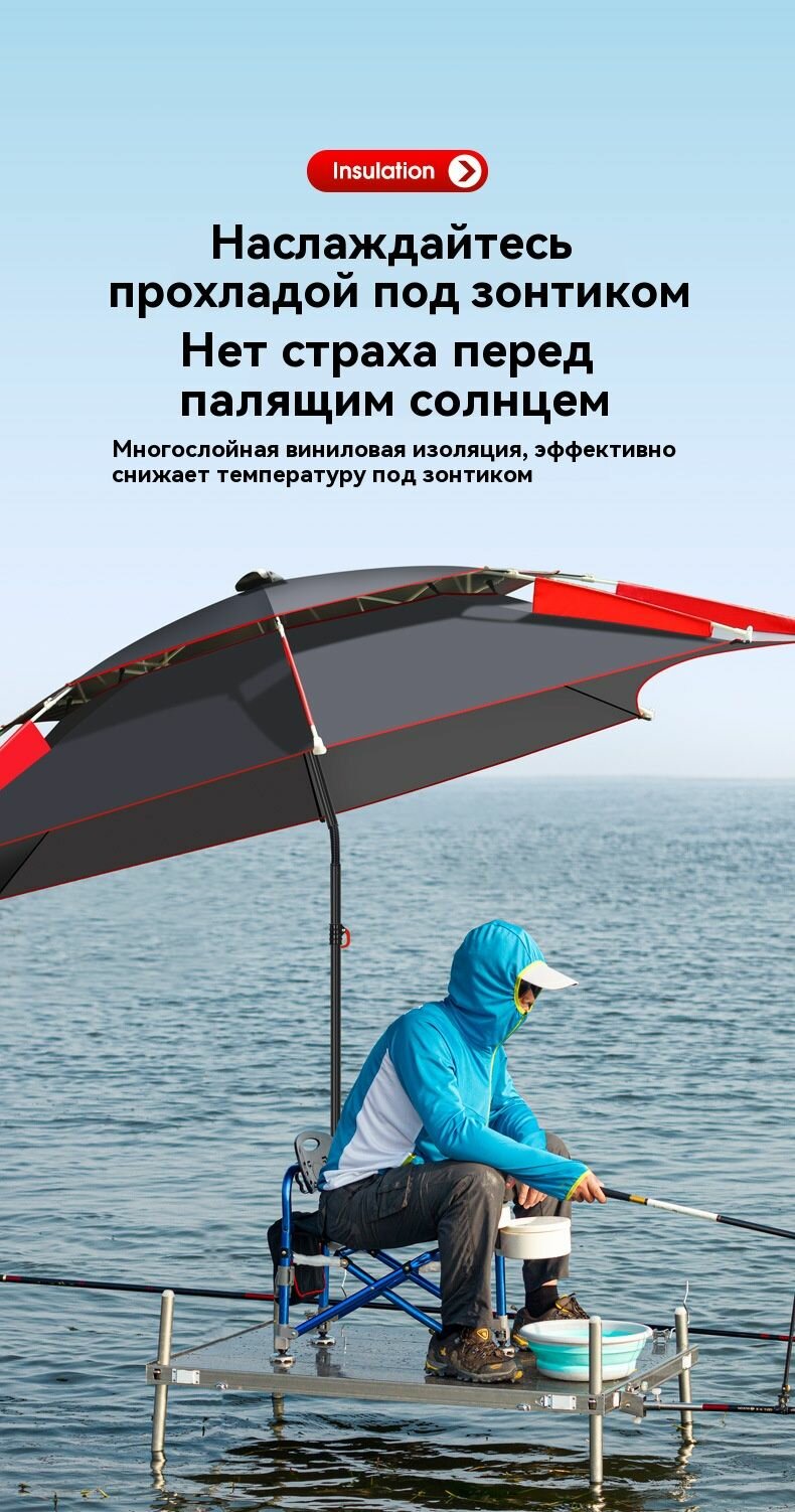Надежная защита для рыбалки, рыболовный зонт, карповый зонт длиной 2,0 метра