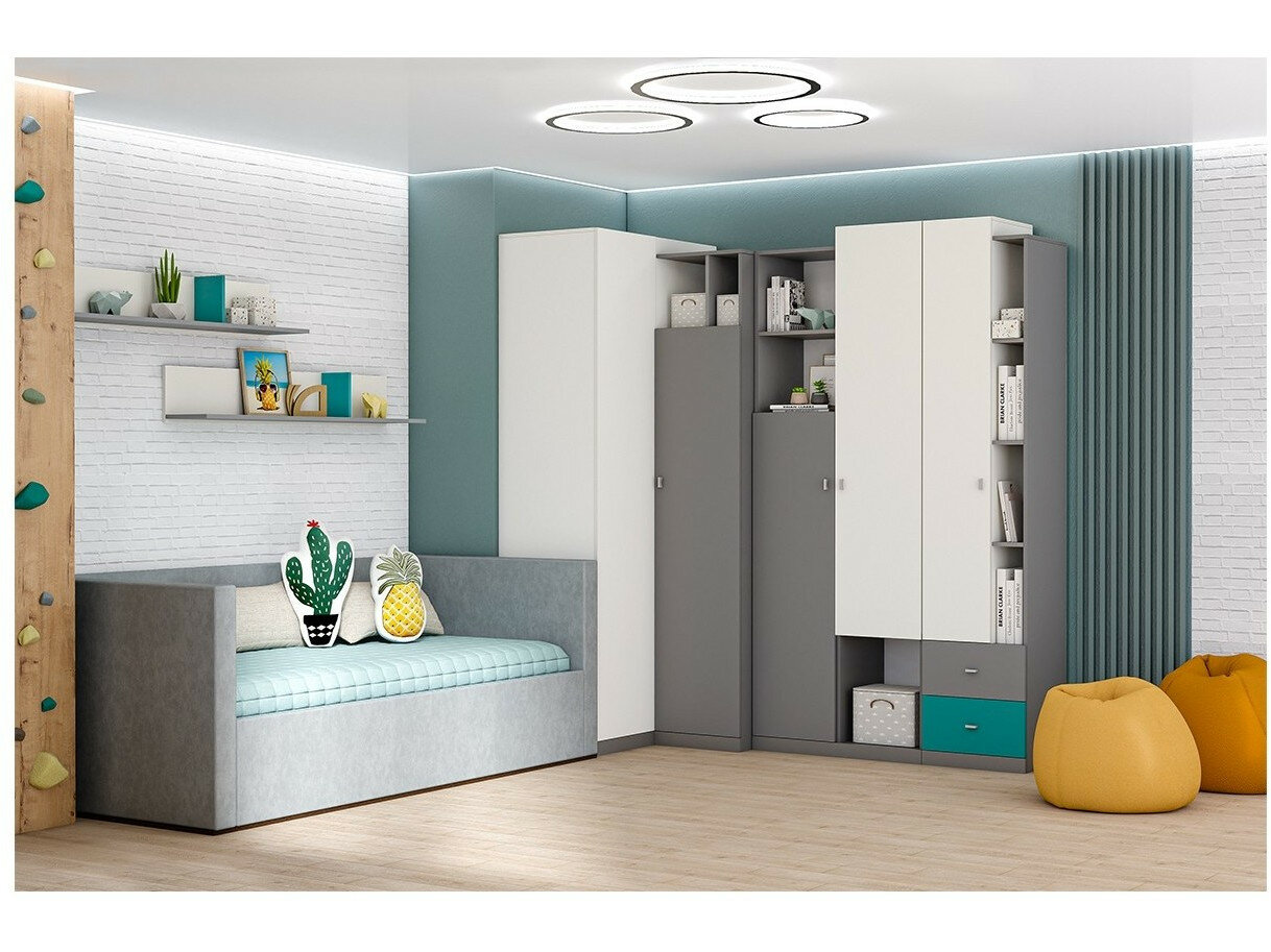 Модульная детская, современная, набор 5 (Графит/Миндаль/Океан)