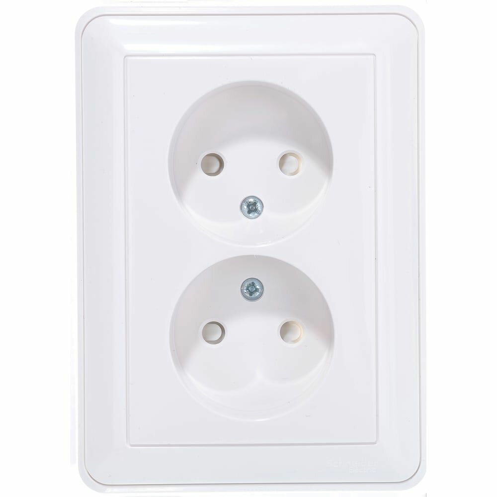 Розетка 2-м СП W59 16А IP20 без заземл. защ. шторки бел. SE RS16-254-18