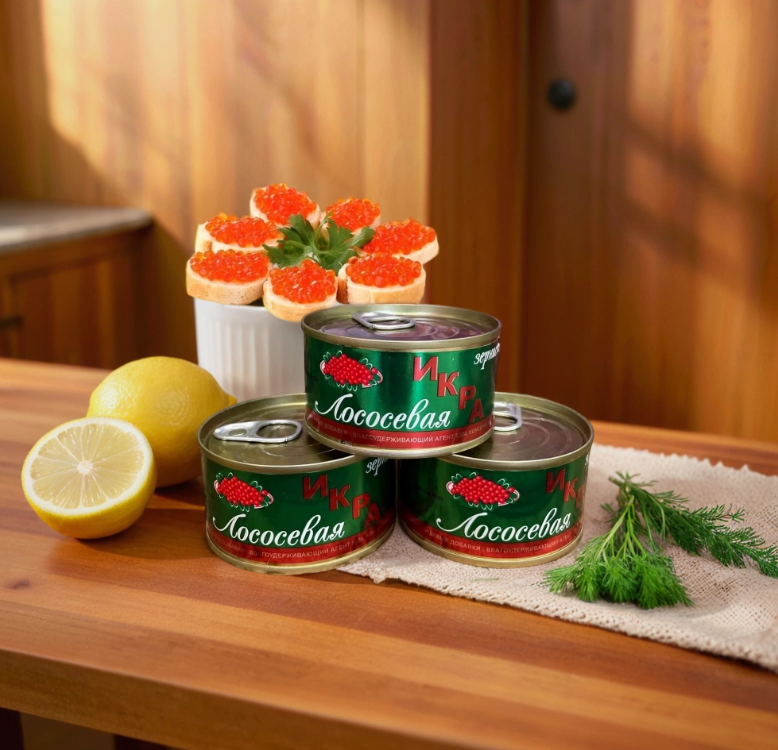 Икра "Лососевая", без консервантов, в жестяной банке, 120 г, 3 шт.