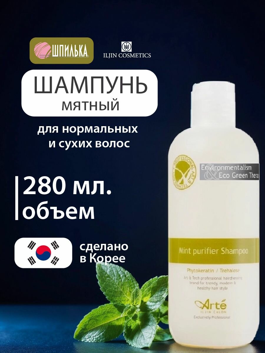 Шампунь ILJIN COSMETICS Арте мятный, для ежедневного применения, для нормальных волос, 280 мл