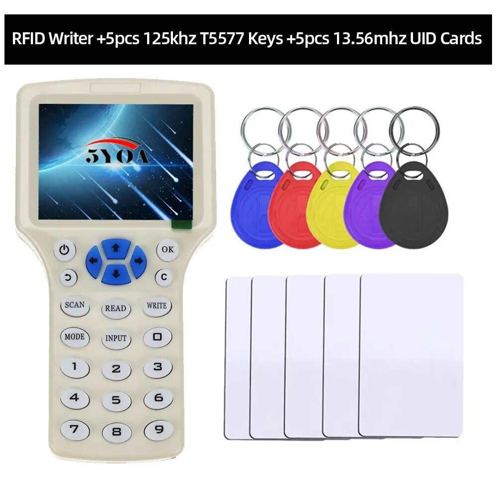 RFID Копирователь карт 5YOA IDICW01, 5 ключей T5577, 5 карт UID