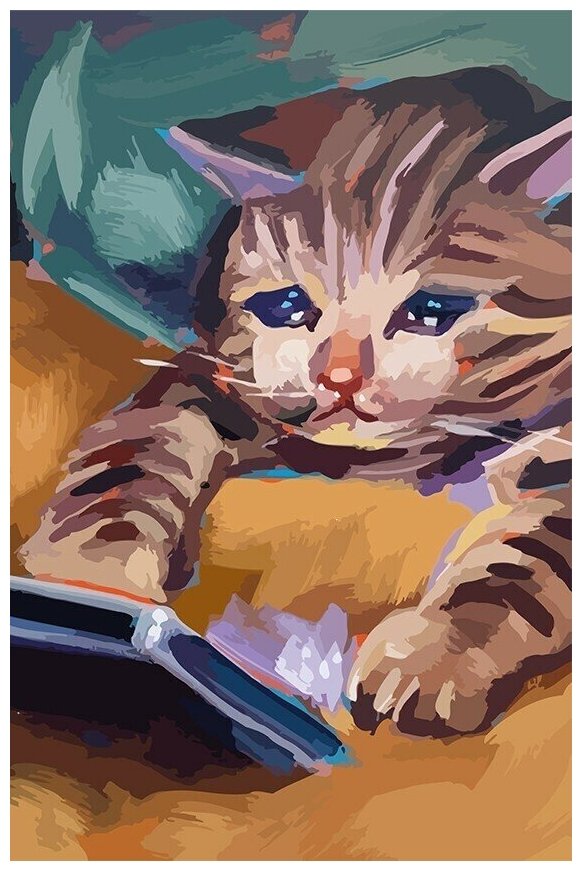 Картина по номерам на холсте грустный уставший кот - 8213 В 60x40