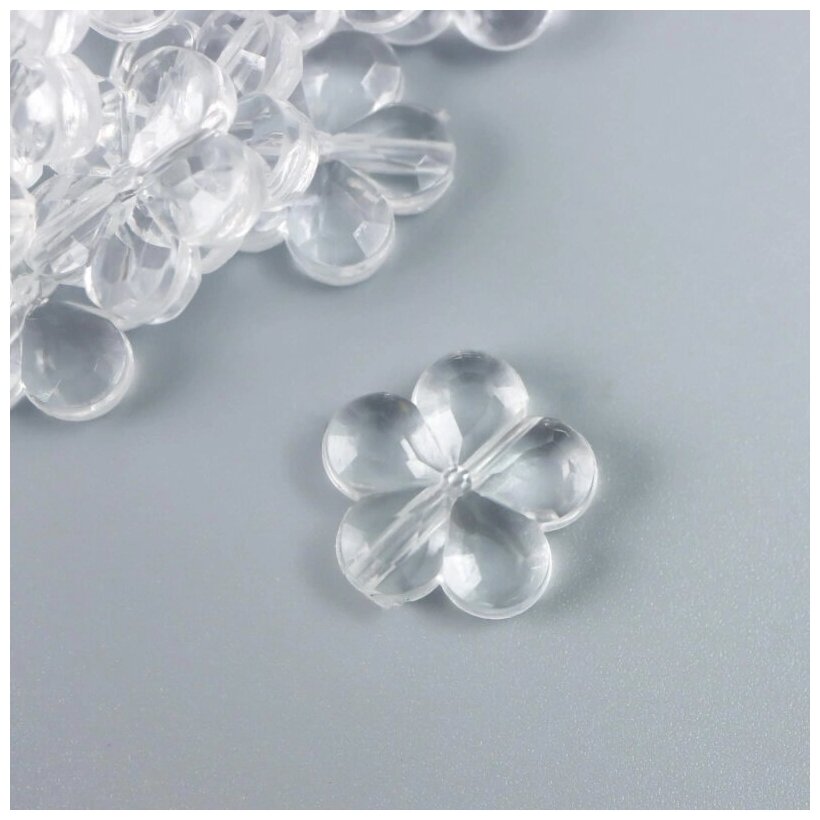 Набор бусин "Кристалл. Цветочки" 14 мм, 30 г, прозрачный