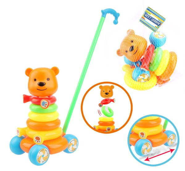 Каталка-пирамидка на палке "Мишка" в сетке