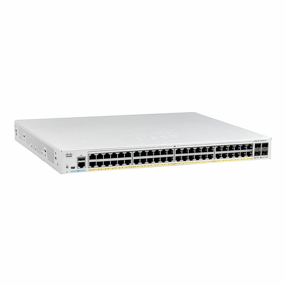 Коммутатор CISCO Catalyst 1000 48x 10/100/1000 Ethernet RJ-45 ports, 4x 10Gb SFP+ uplinks, (C1000-48T-4X-L)