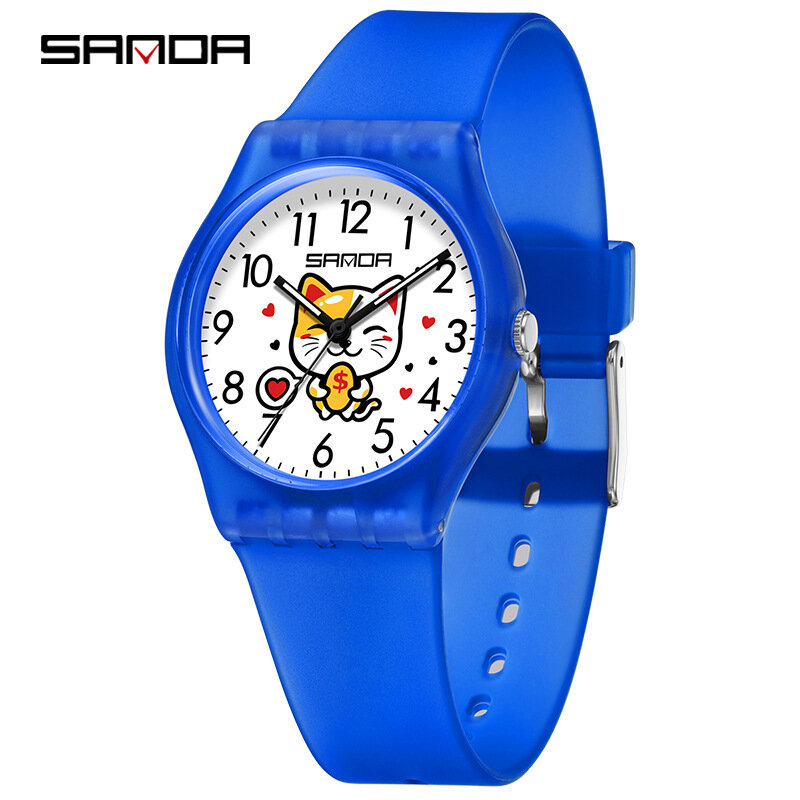 Прямая продажа от фабрики Sanda: Детские электронные часы с мультяшным дизайном и светящимися стрелками, подходят для мальчиков и девочек.