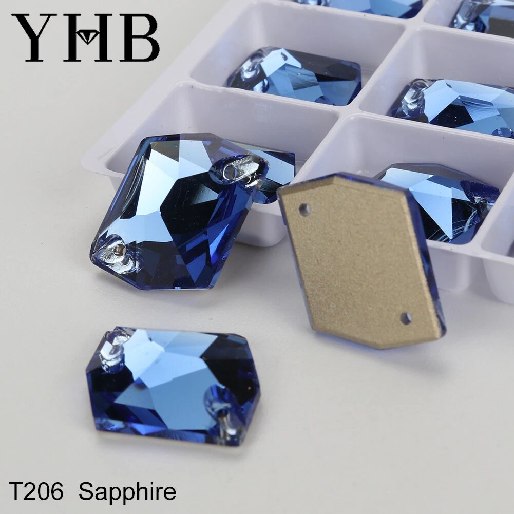 Стразы YHB космическое стекло кристалл AB лунный свет 24Pcs 13mm 17mm, T206 Sapphire