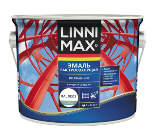 Грунт-эмаль LINNIMAX быстросохнущая по ржавчине 3 в 1 белый RAL 9003 (2,5л)