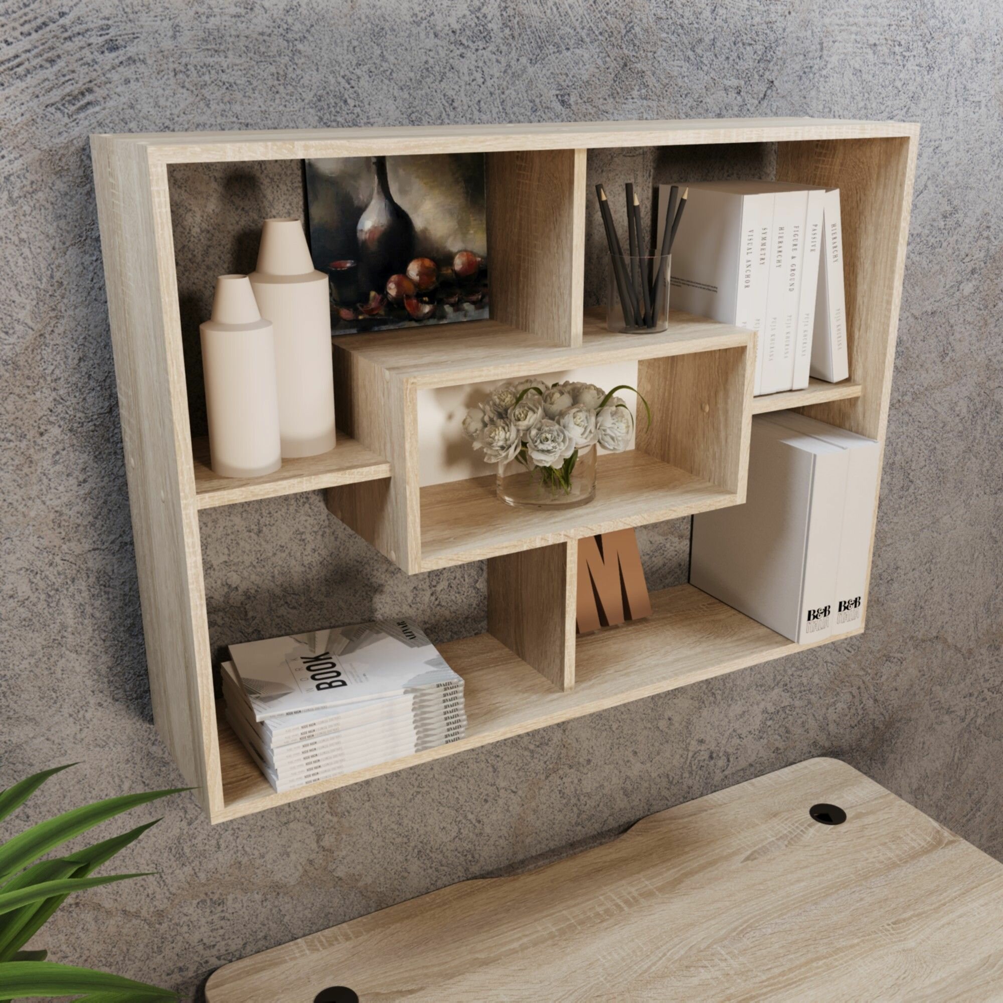 Полка настенная Альфа, дуб сонома