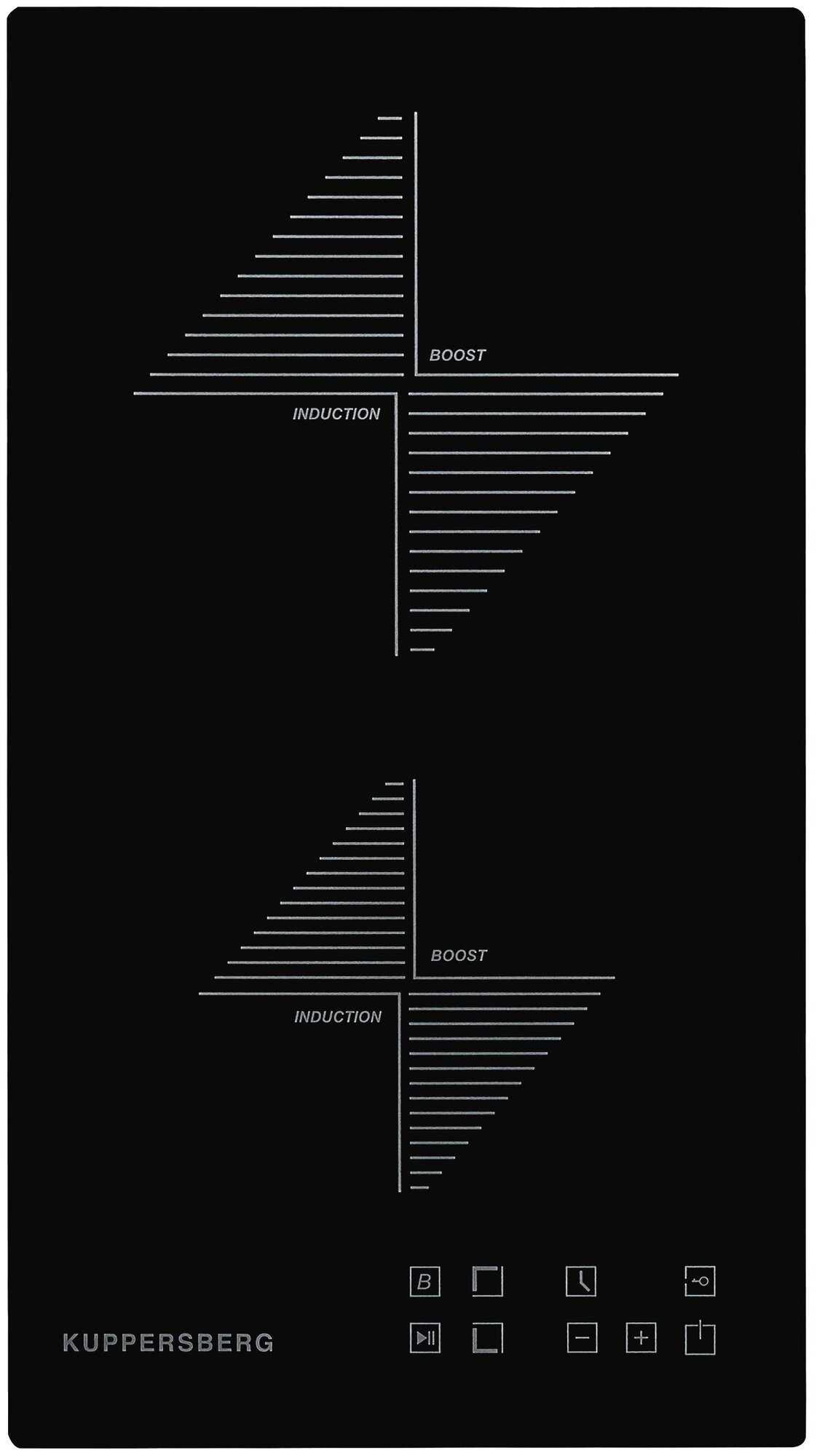 Встраиваемая электрическая варочная панель Kuppersberg ICO 302 черный, мощность 3000Вт, 2 конфорки, 2 зоны нагрева