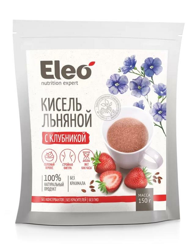 Кисель льняной с клубникой ELEO 150 г