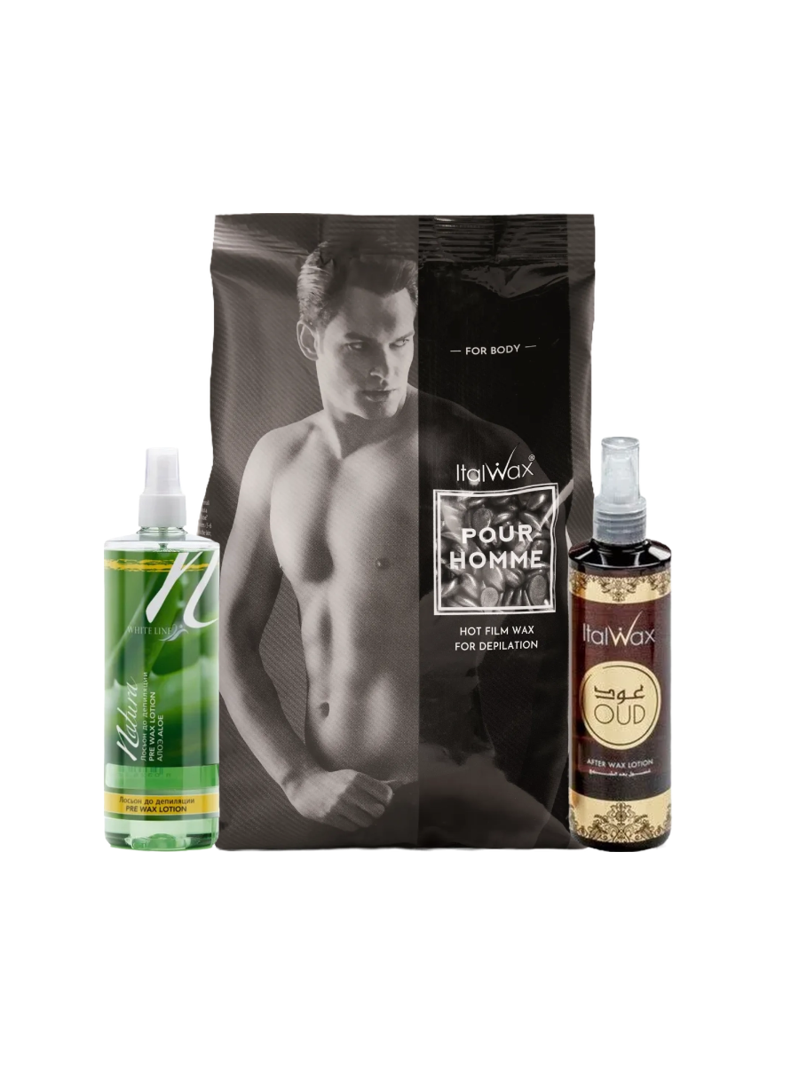 Воск в гранулах Мужской ITALWAX NATURA Pour,1000гр+(Набор уход до/после Лосьон Алоэ, Уд,250 мл)