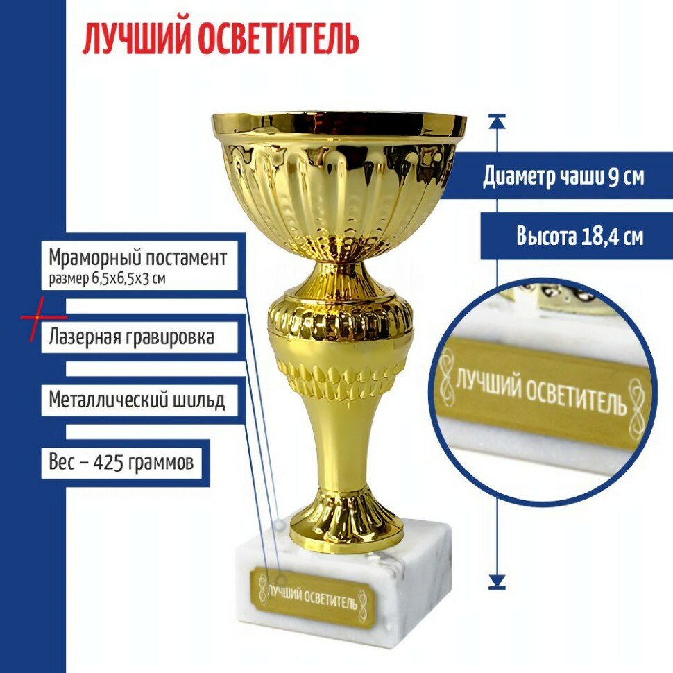 Статуэтка Кубок "Лучший осветитель" на мраморном постаменте (18,4 см)