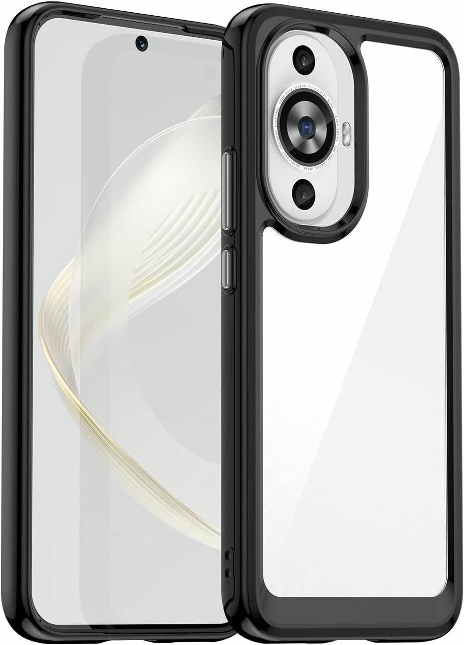 Чехол на HUAWEI Nova 12s пластиковый с силиконовой окантовкой чёрный