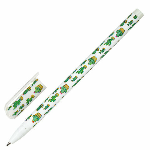 Ручка шариковая BRAUBERG SOFT TOUCH STICK "CACTUS", синяя, мягкое покрытие, узел 0,7 мм, 143707