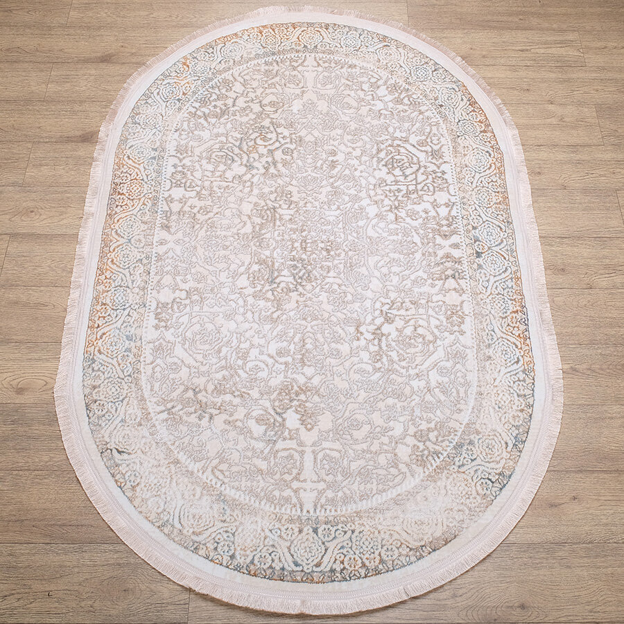 Ковер, Овал, Бежевый, Золотисто-жёлтый, Серый, Коричневый, Классический, Винтажный, на пол, в гостиную, спальню, в ассортименте (80 см. на 140 см.)