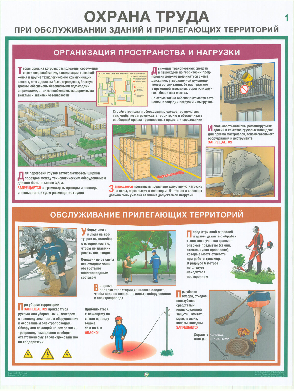 Комплект плакатов Охрана труда при обслуживании зданий и прилегающих территорий , 3 листа, ламинированный, А2 (450x610 мм)