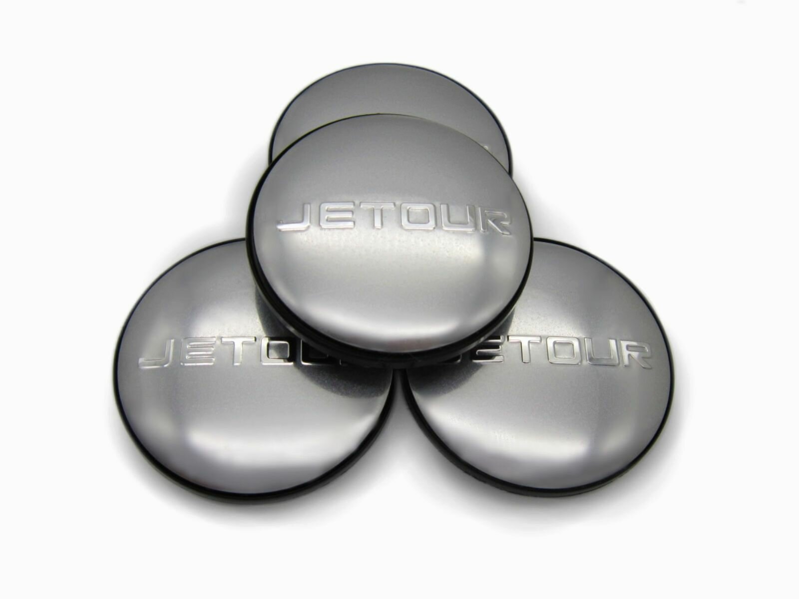 Колпачки, заглушки на литые диски КиК JETOUR silver 62/55/10, комплект 4 шт.