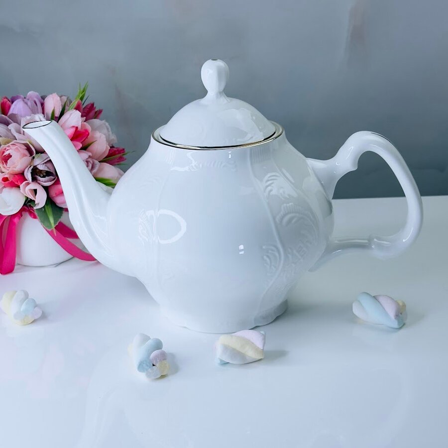 Чайник заварочный Lenardi Maria Gold, фарфоровый, 1950 мл