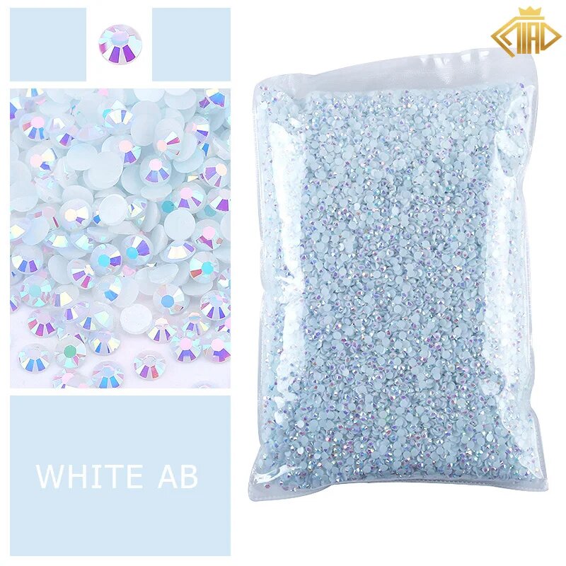 Стразы White AB, 2-5 мм, Белый