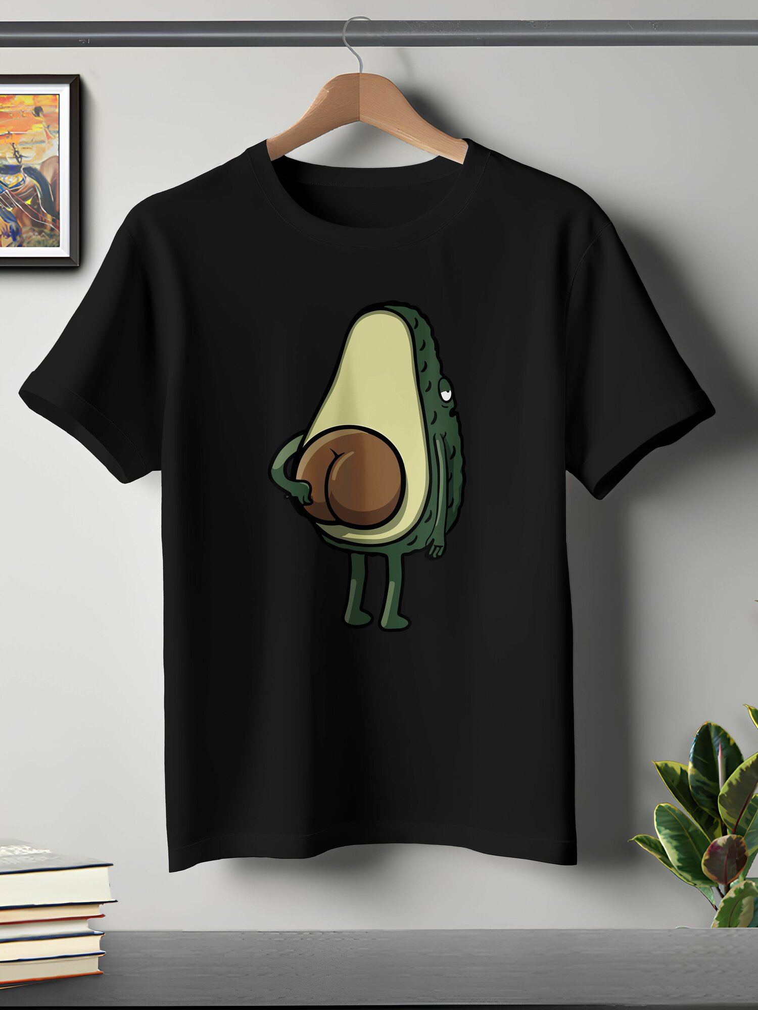 Футболка ONEQ унисекс 56-58 (3XL) размер с принтом Авокадо, черная