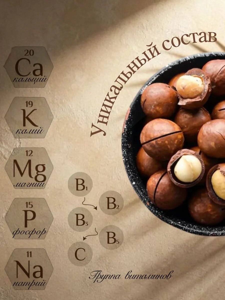 Орехи Макадамия Nuts Royal в скорлупе + ключ в комплекте 1 кг — фото 1