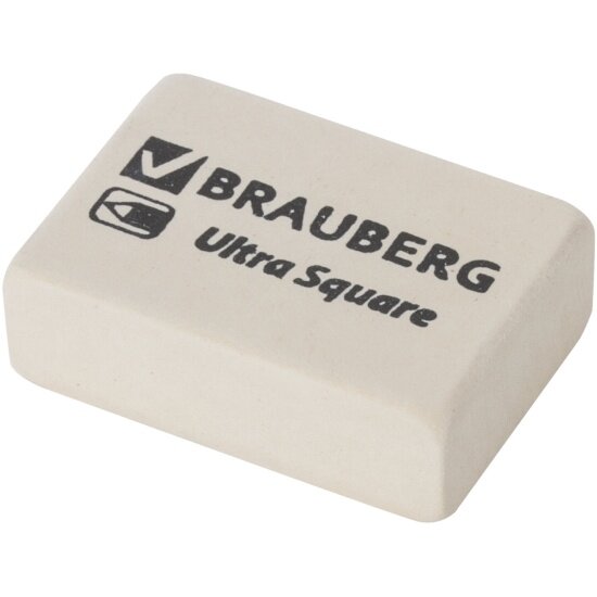Ластик Brauberg "Ultra Square", 26х18х8 мм, белый, натуральный каучук, 228707