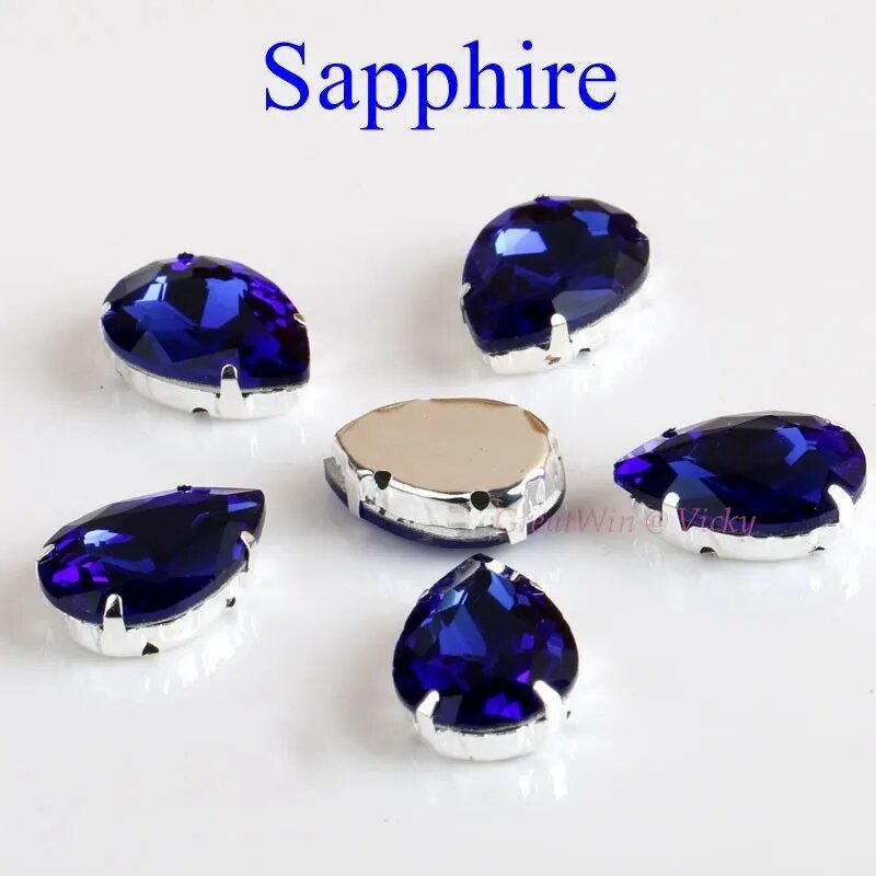 Стразы каплевидные темно-синие Sapphire 10x14mm 20шт