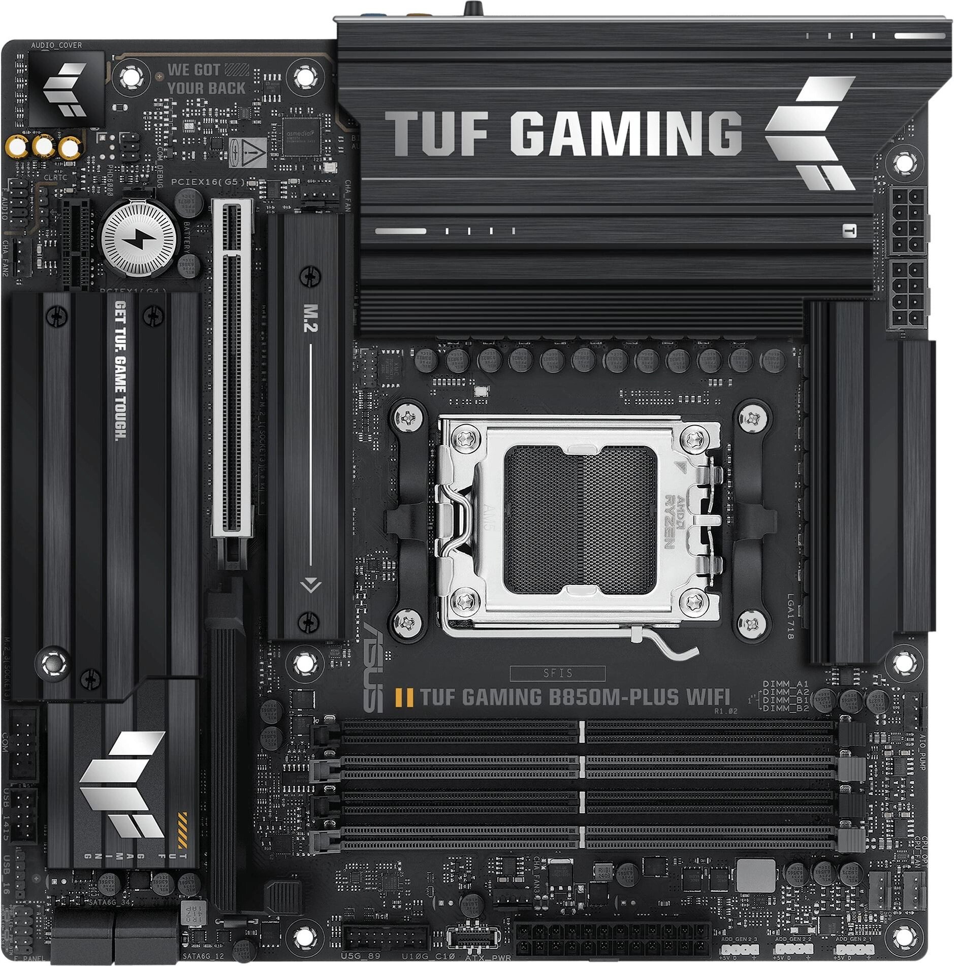 Материнская плата Asus TUF GAMING B850M-PLUS WIFI Socket AM5 AMD B850 4xDDR5 mATX AC`97 8ch(7.1) 2.5Gg RAID+HDMI+DP