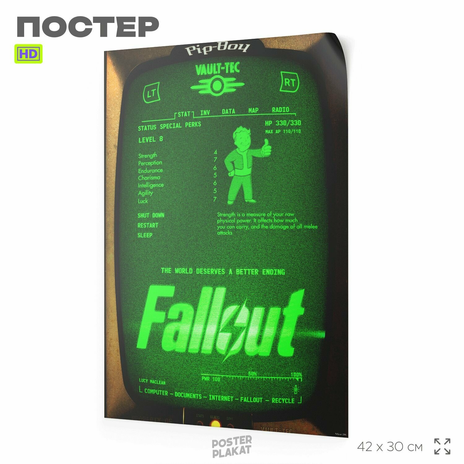 Постер Фоллаут / Fallout, по мотиву сериала, А3 (420х297 мм), Постер Плакат