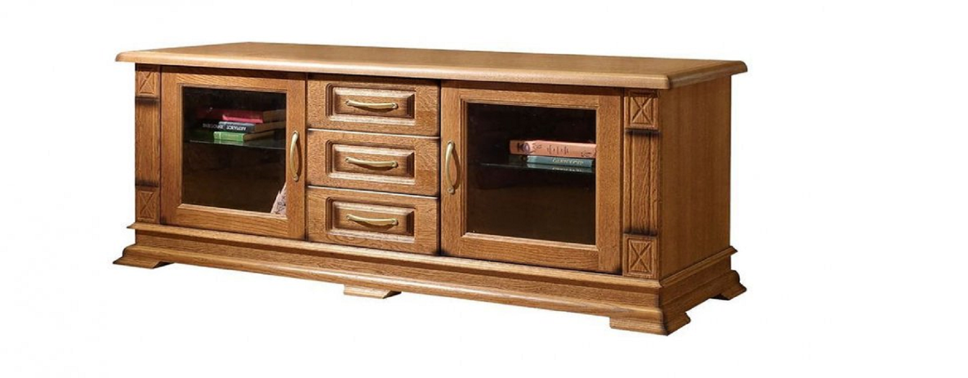 Тумба под телевизор "Верди PREMIUM" 015, 3 ящика, 150 x 40 x 60 см, классический орех 2.