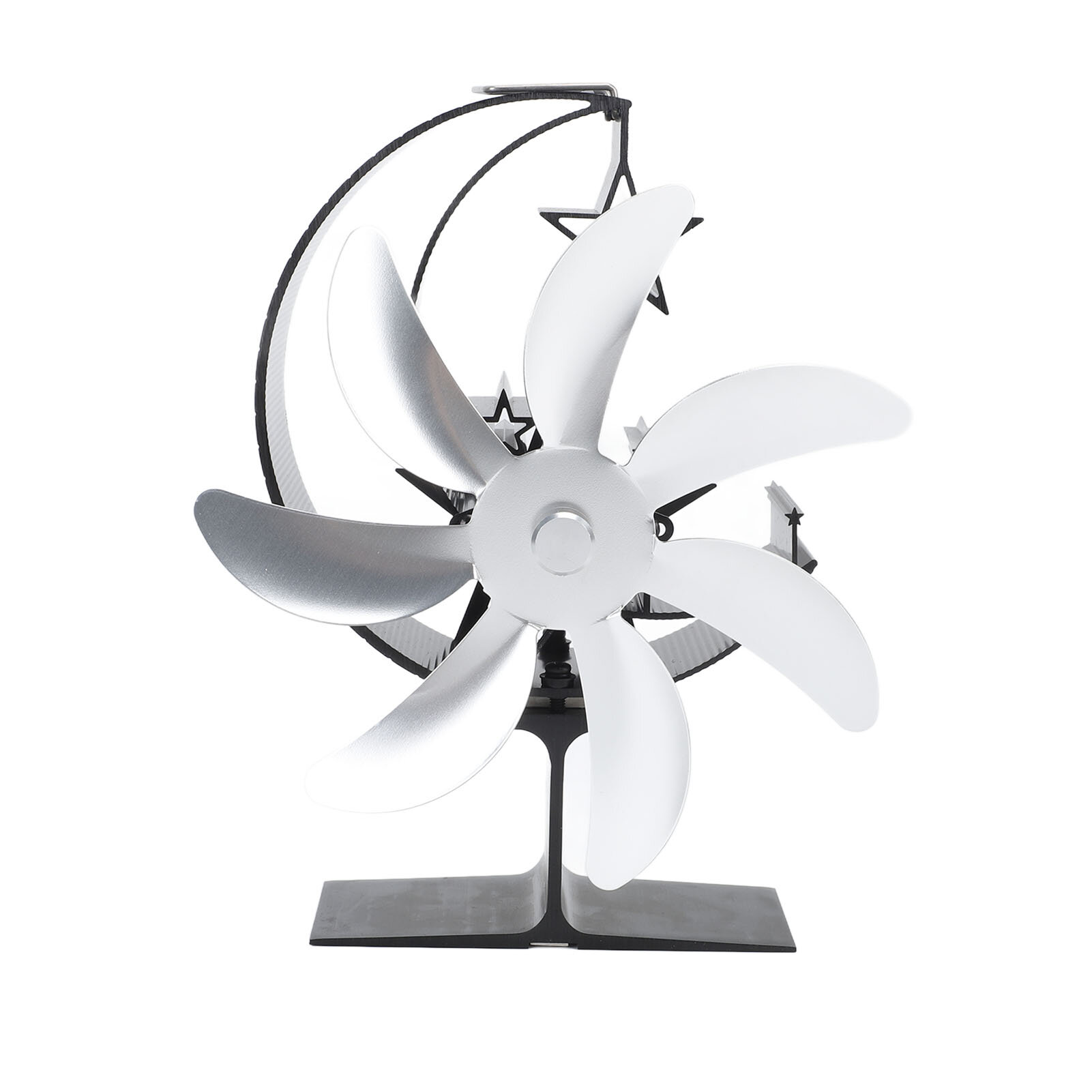 Серебряный 7-летний вентилятор с нагреванием тепловой печи для аксессуаров для деревянных печей, тихой операции, высокоэффективного вентилятора бревенчатой горелки для циркулирующего теплого воздуха