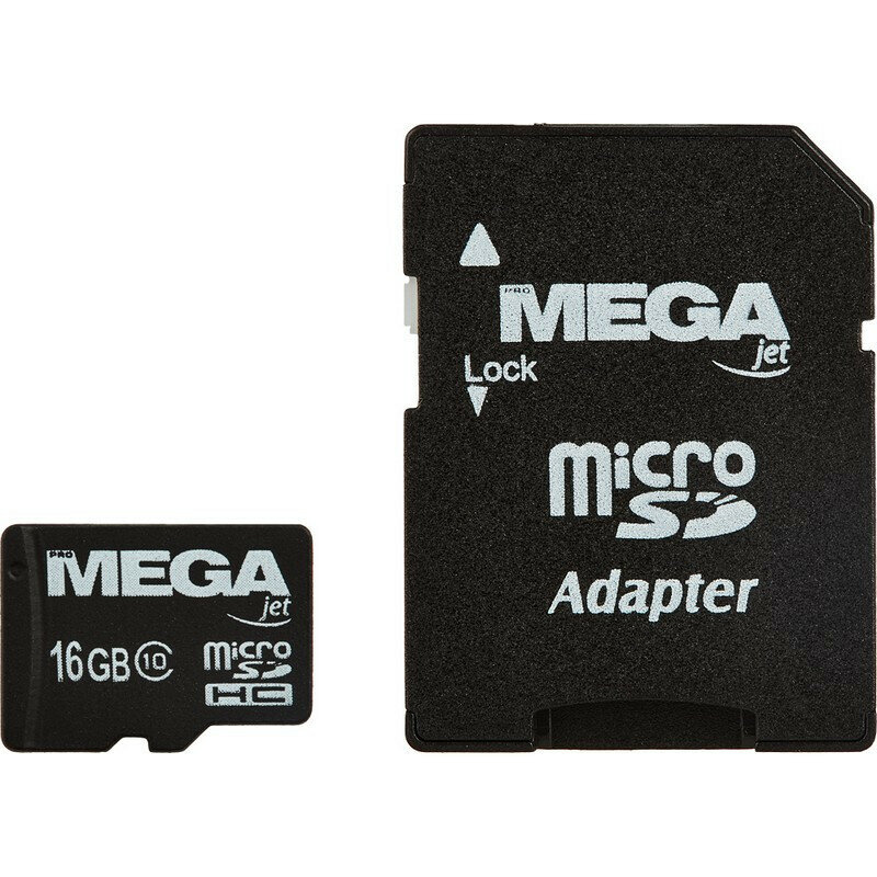 Карта памяти ProMEGA Jet, microSDHC, UHS-I, Cl10, с адаптером (PJ-MC-16GB)
