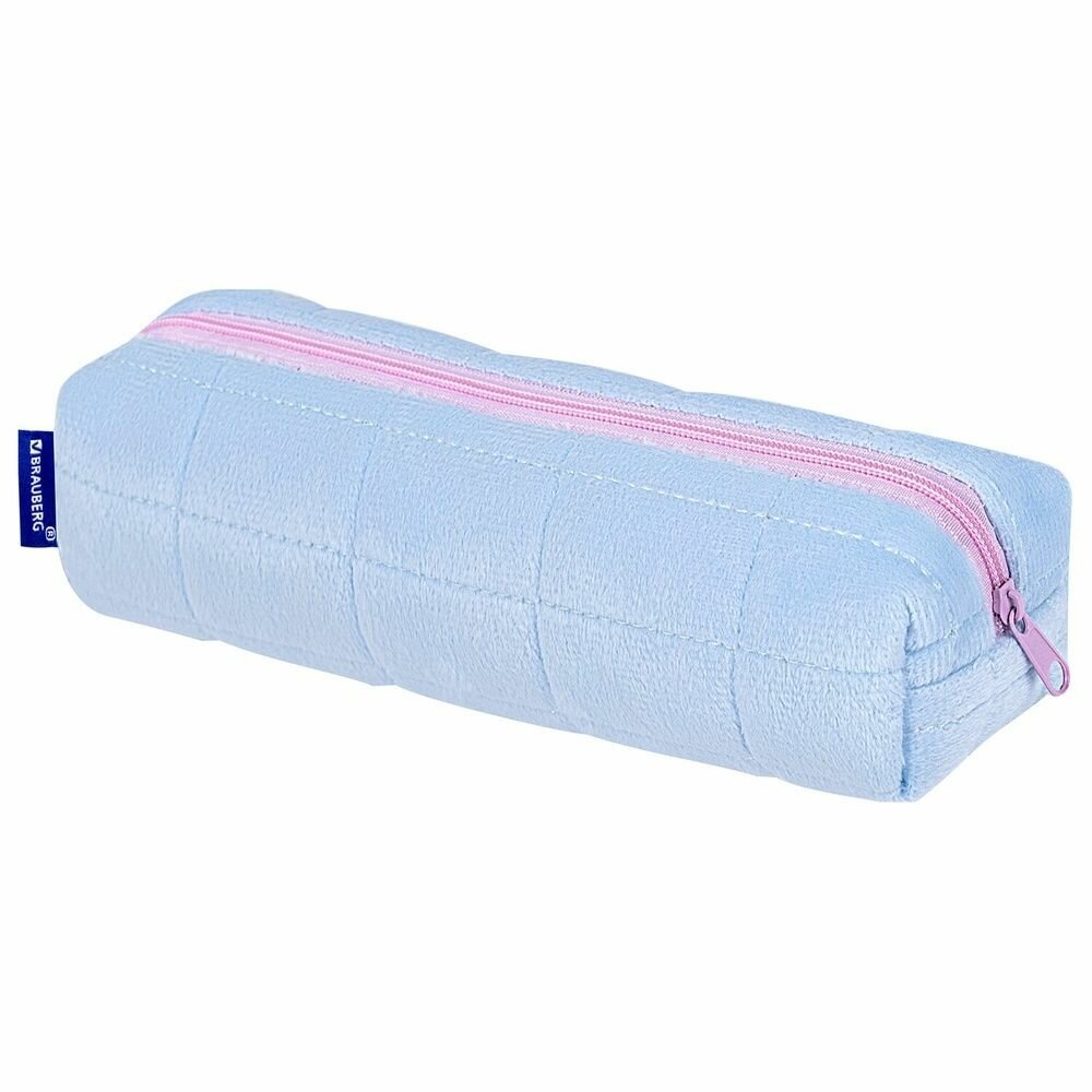 Пенал Brauberg мех, 21х6х6 см, голубо-розовый (272279)