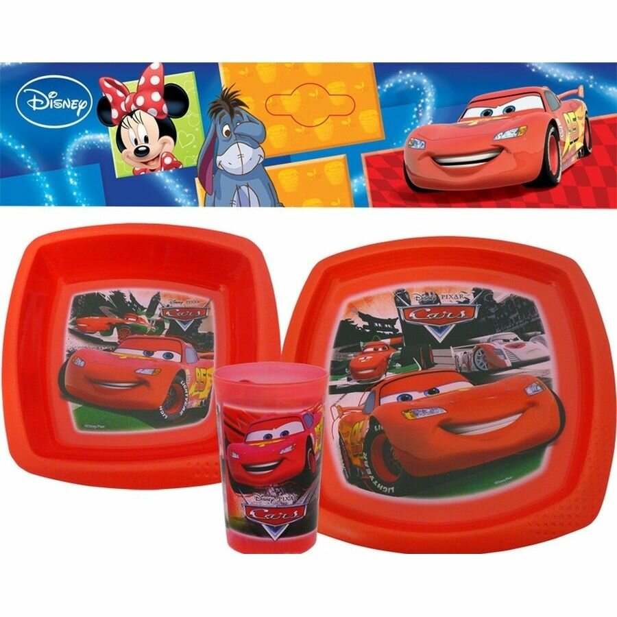 Набор посуды ND Play "Тачки", в комплекте, стакан 300 мл, миска фигурная, тарелка фигурная (619N3)