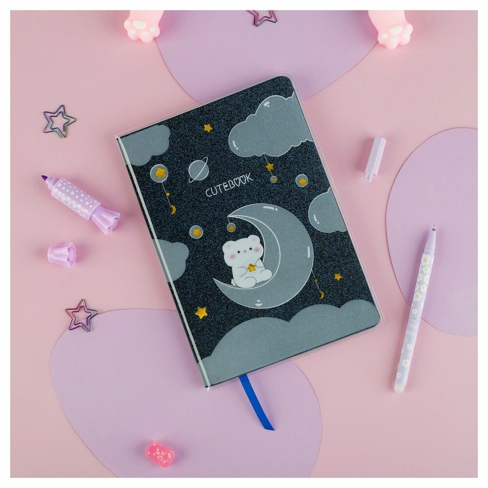 Записная книжка Meshu А5 80 листов лайт, кожзам, "Cutestar", блок в линию (MS_53503)