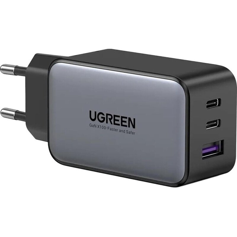 Зарядное устройство Ugreen "Fast Charge", сетевое, USB-A, 2хUSB-C, 65 Вт, GaN (10335)