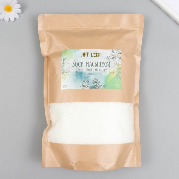 Воск насыпной для изготовления свечей "Ледяной" хлопья 1000 гр t плавл 62-65 белый 32х22 см 97878