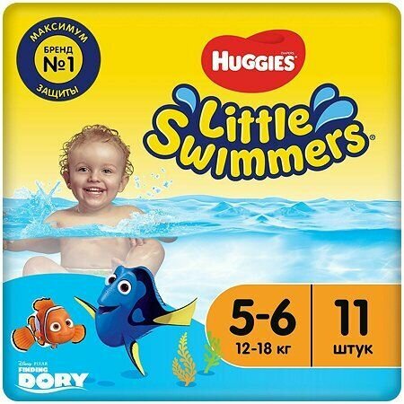 Подгузники Huggies Little Swimmers для плавания размер 5-6, 12-18 кг, 11 шт