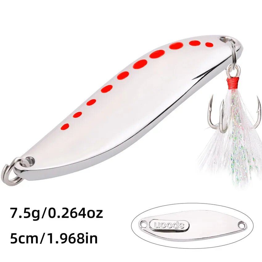 Металлические спиннеры-ложки Vib Leech 2.5г-30г для ловли окуня, щуки, судака 7.5g Silver-1 Hook