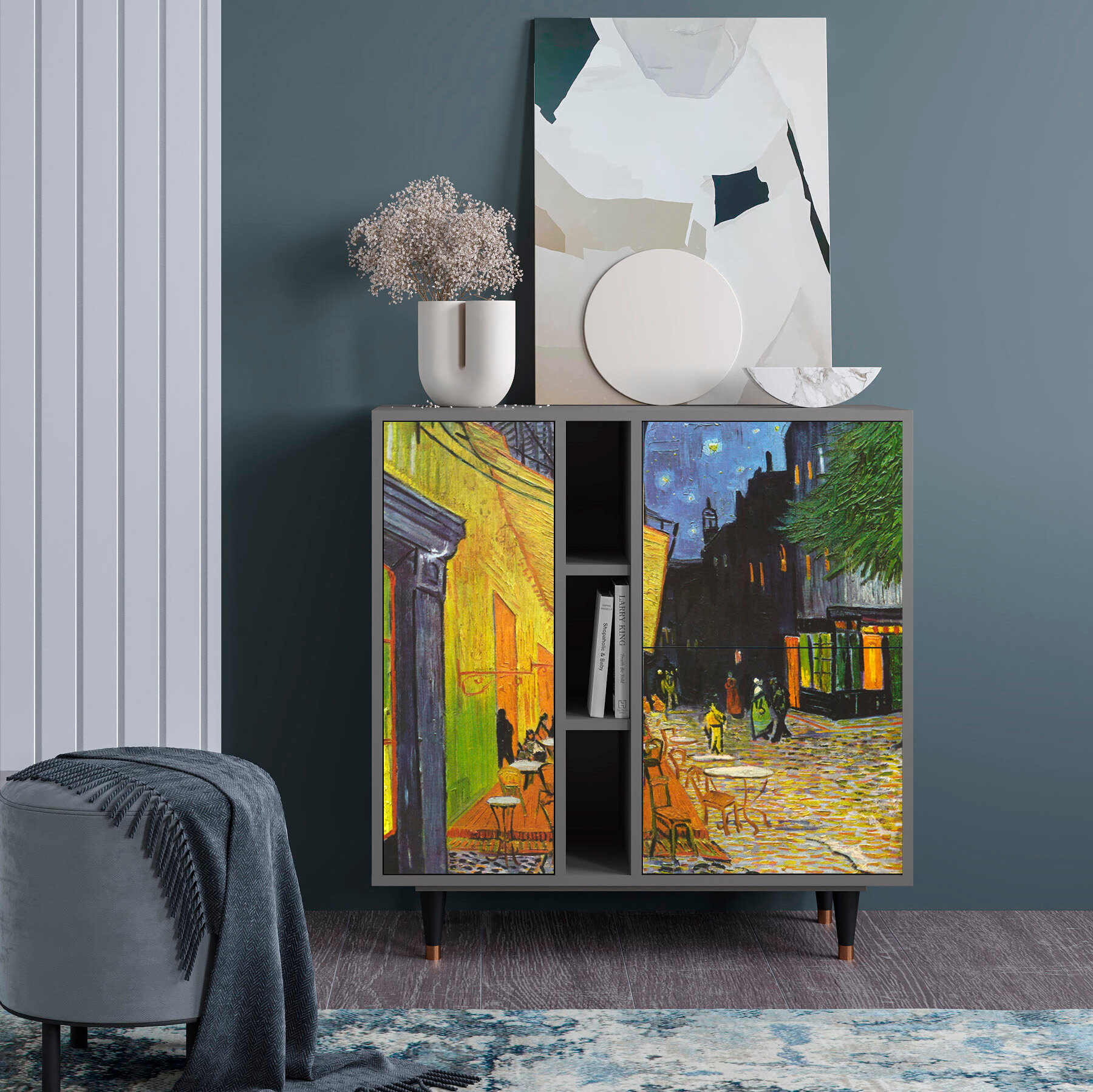 Комод - STORYZ - BS5 Café Terrace at Night by Vincent van Gogh, Размер - 94 x 96 x 41 см, Цвет корпуса - , Серый