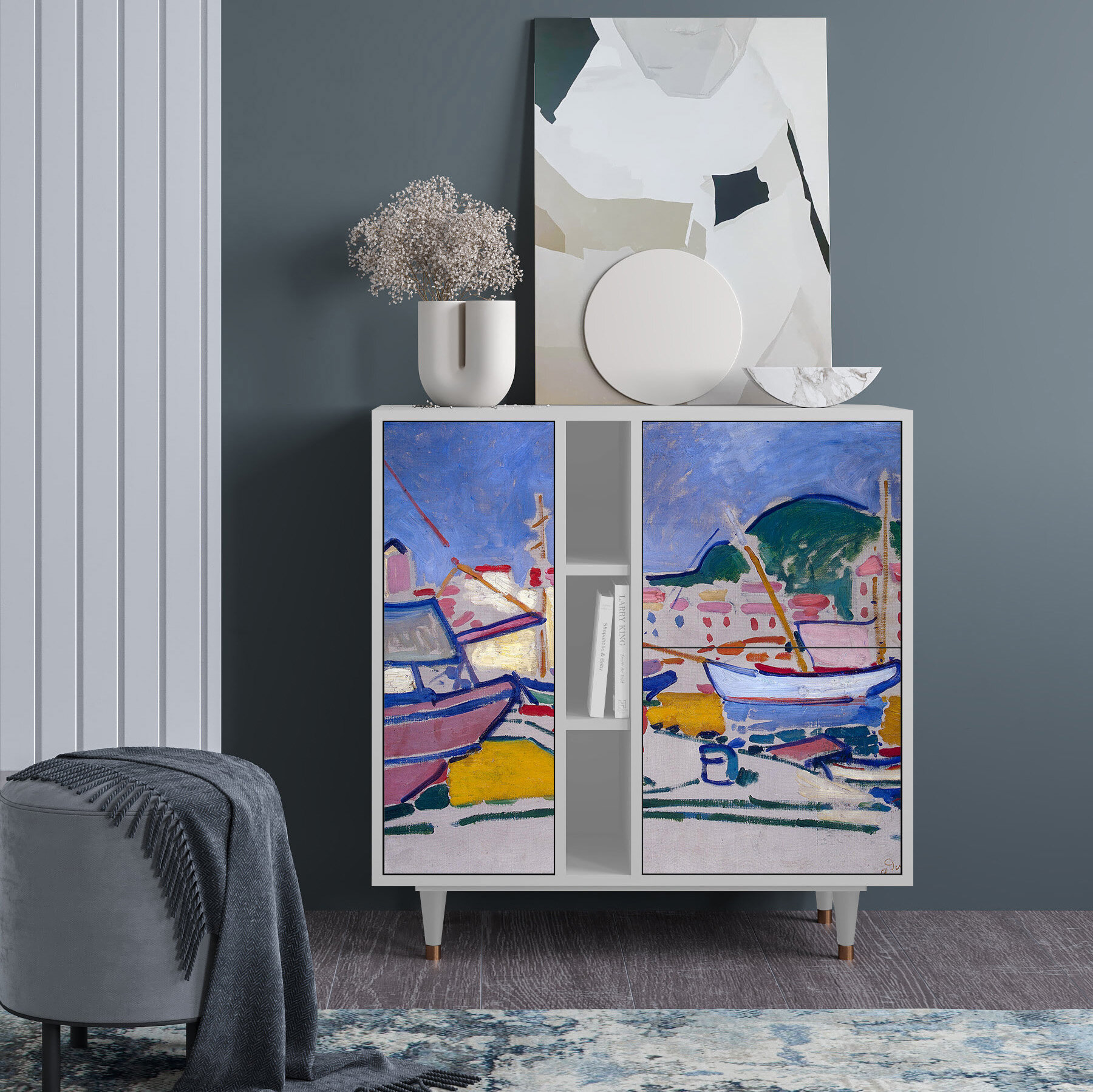 Комод - STORYZ - BS5 The Port of Collioure by Andre Derain , Размер - 94 x 96 x 41 см, Цвет корпуса - , Белый