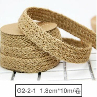Плетеная джутовая лента 10 м Бежевый, 1.8cmx10m